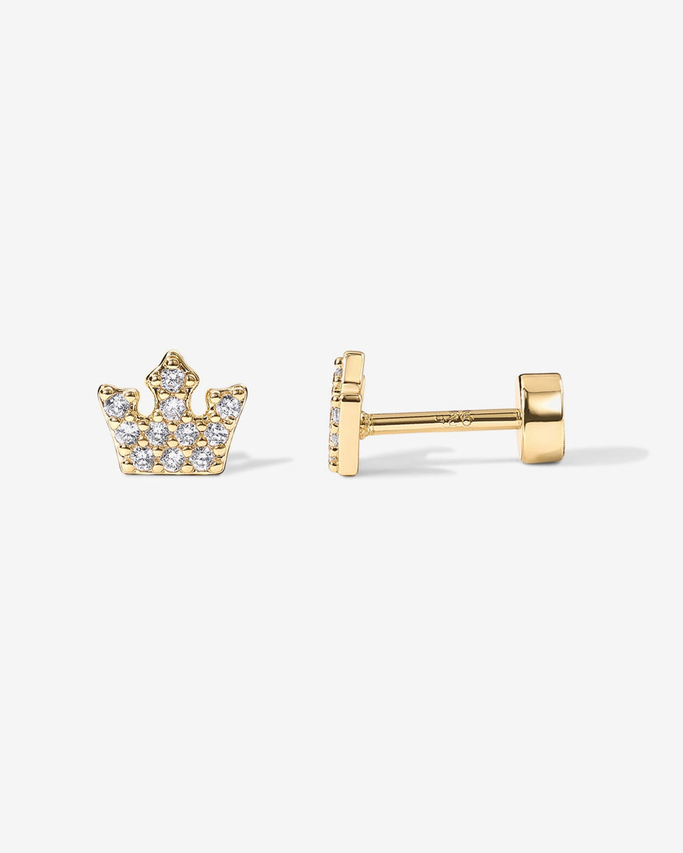 Tiny Crown Screw Back Studs – PAVOI