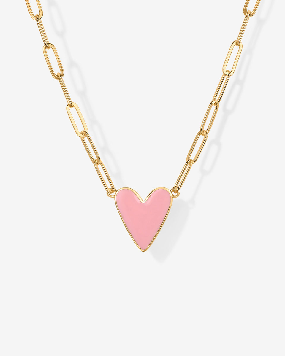 Enamel Heart Pendant Necklace – PAVOI
